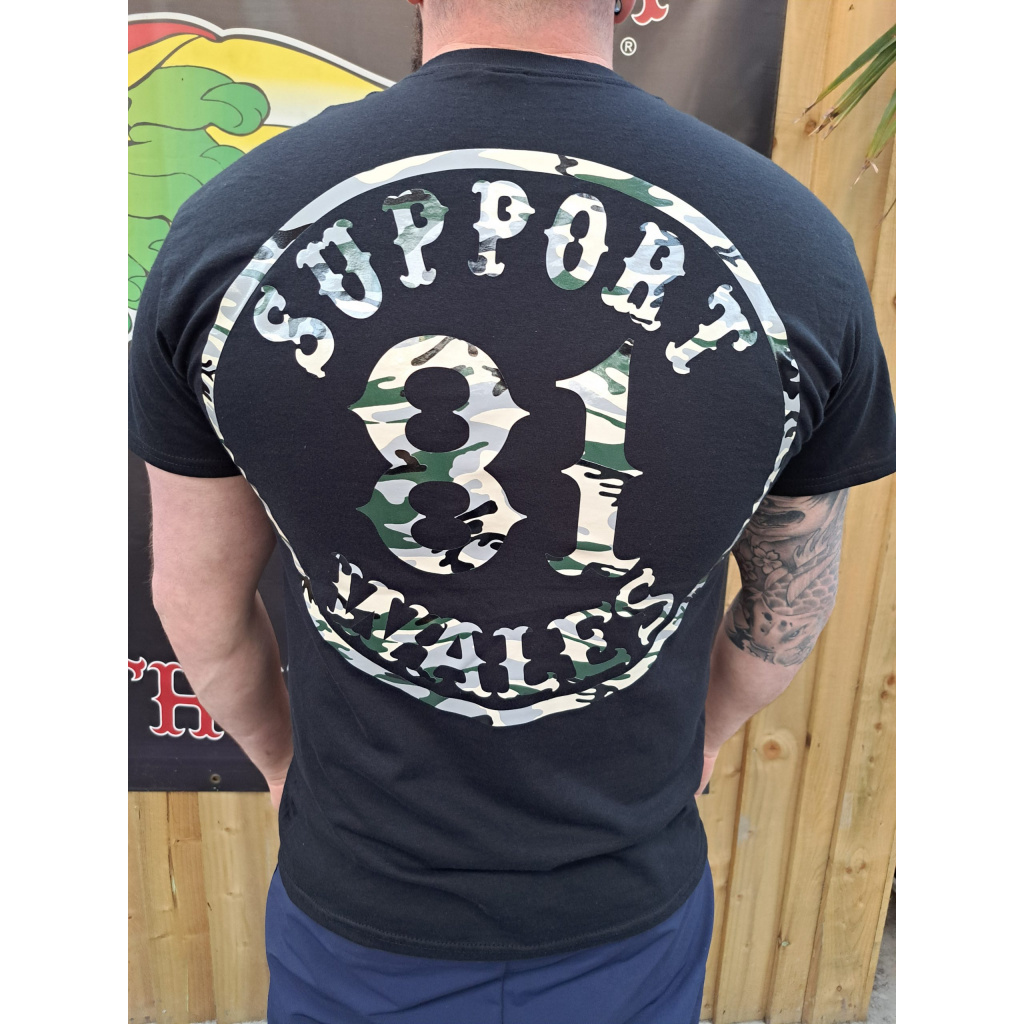 Support-81 Southwest Wales black Tshirt with green camo - Hells Angels ...